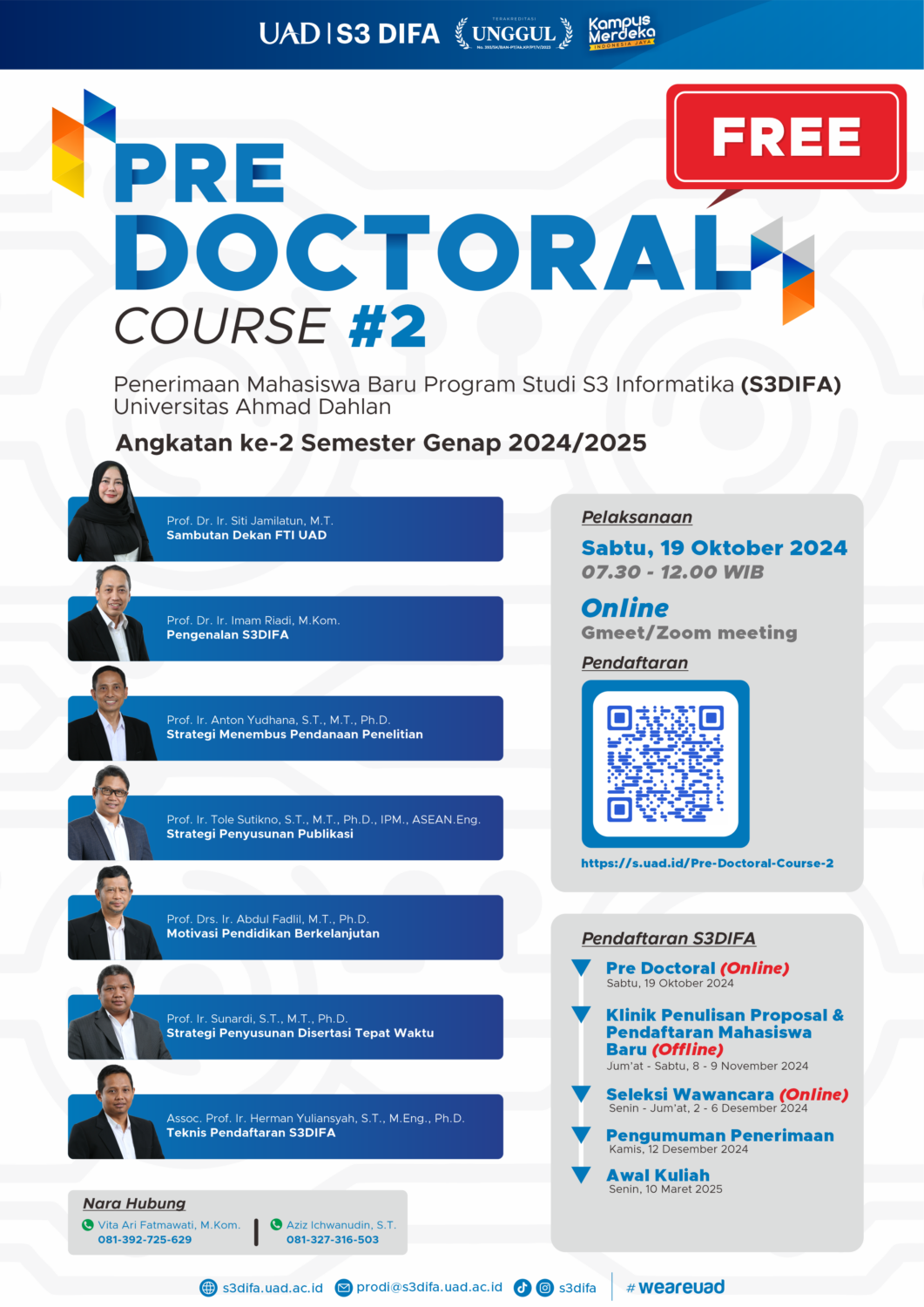 PENDAFTARAN PRE DOCTORAL COURSE #2 PERIODE GENAP 2024/2025 - Program Studi Informatika Program ...
